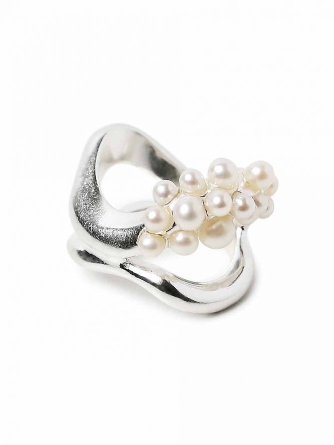 Double Wave Cluster Silver Ring